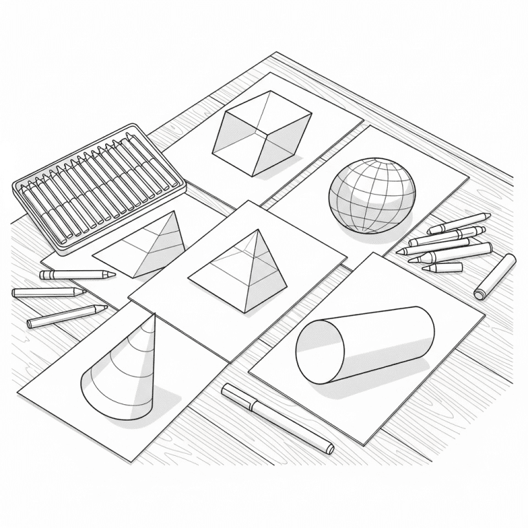 Free 3D Shapes Coloring Pages for Kids - Creative Nest Kids