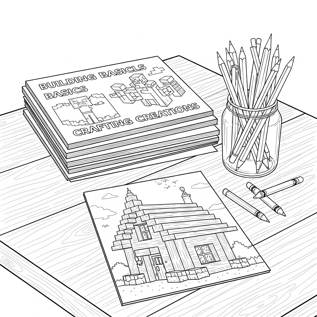 Fun Things to Build in Minecraft Coloring Pages - Creative Nest Kids