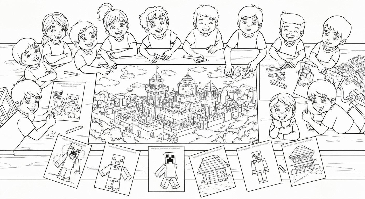 Fun Things to Build in Minecraft Coloring Pages - Creative Nest Kids