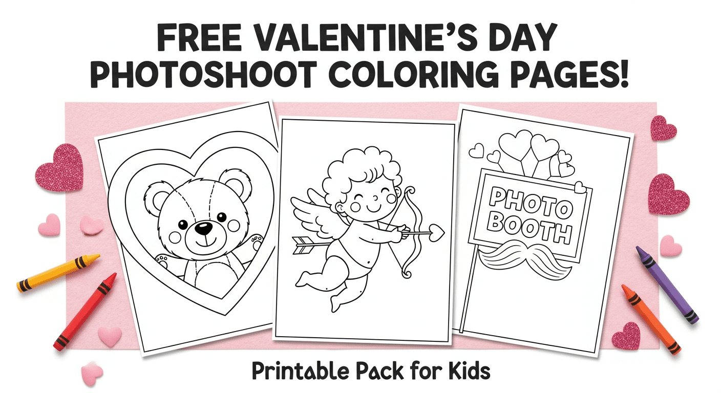 Free Valentine’s Day Photoshoot Coloring Pages (Printable Pack ...